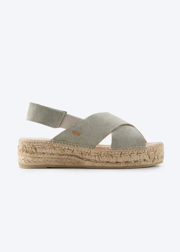 VISCATA Garbi Archive Suede Espadrille Platforms - Green