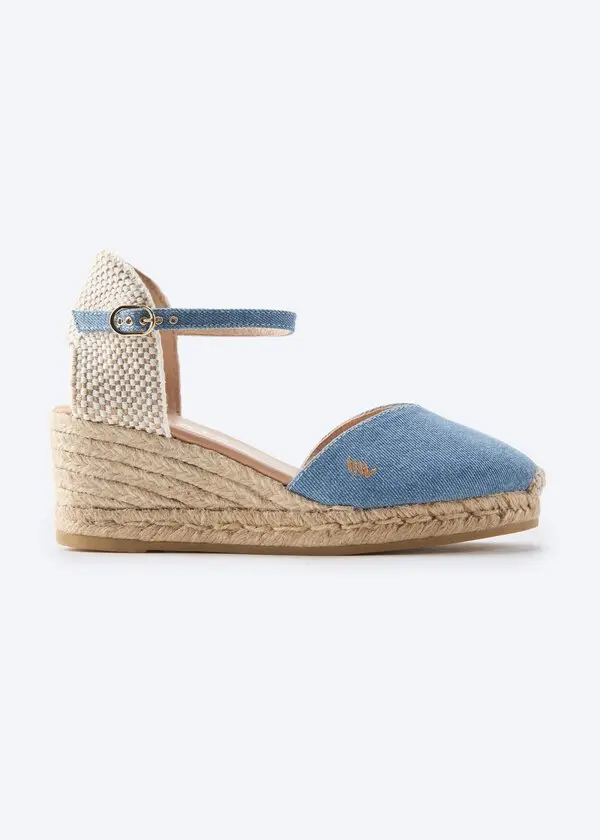 VISCATA Reus Archive Canvas Espadrille Wedges - Light Denim