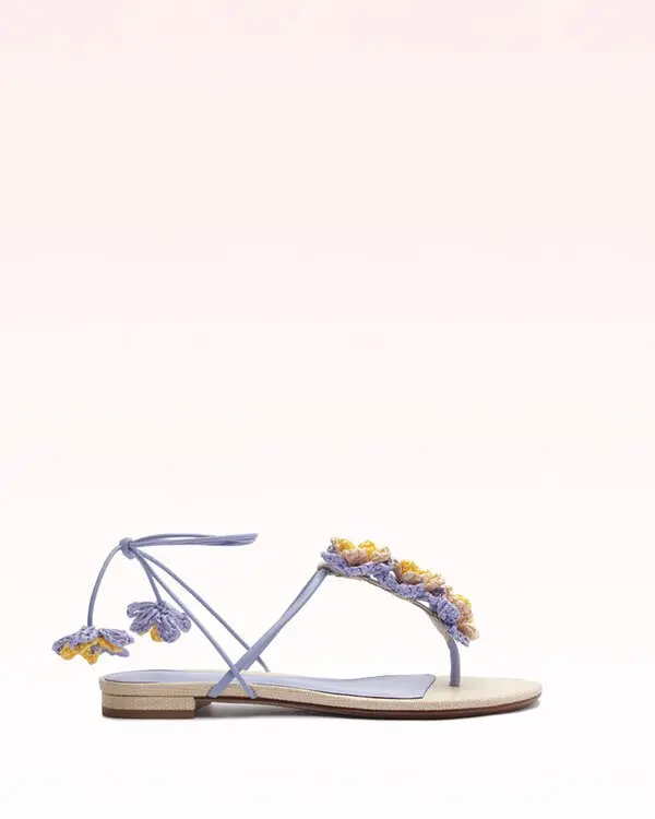 ALEXANDRE BIRMAN Valentina 10 Raffia Floral Flat Sandals