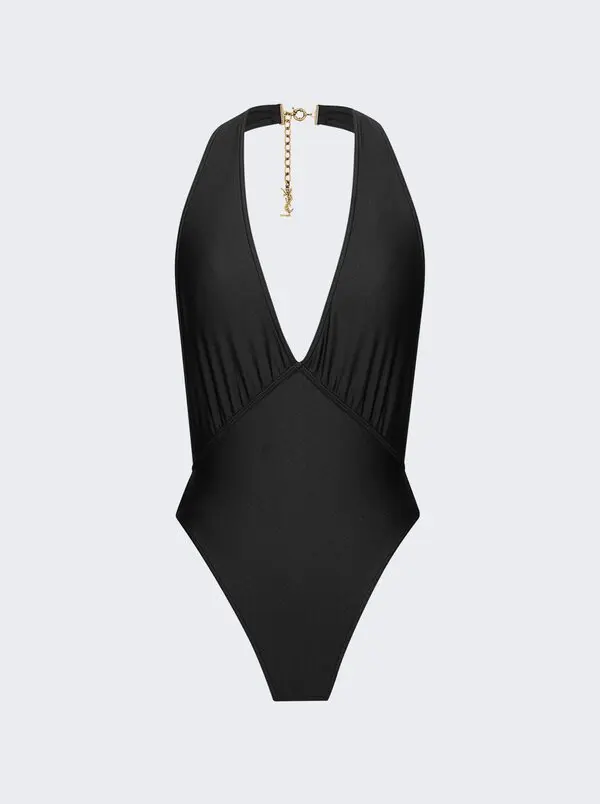 Saint Laurent Backless Halter Swimsuit Noir - Black