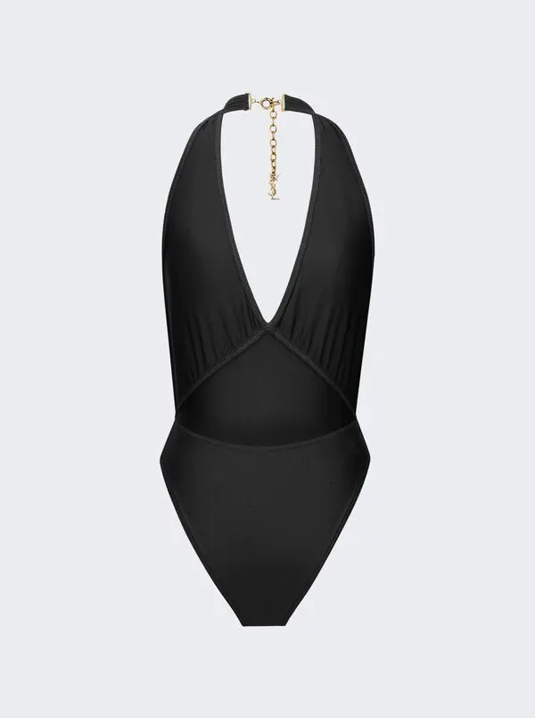 Saint Laurent Backless Halter Swimsuit Noir