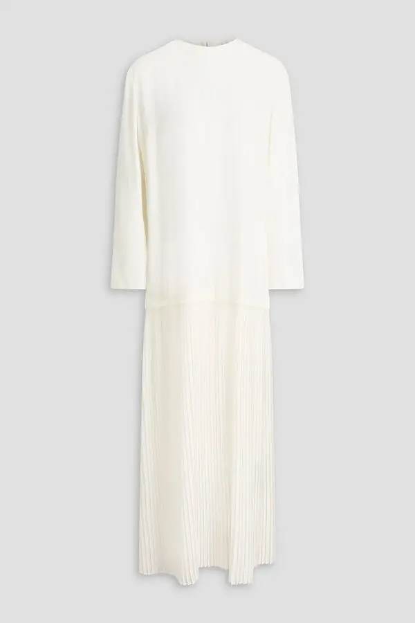 Zimmermann Plisséchiffon And Crepe Maxi Dress - Ivory