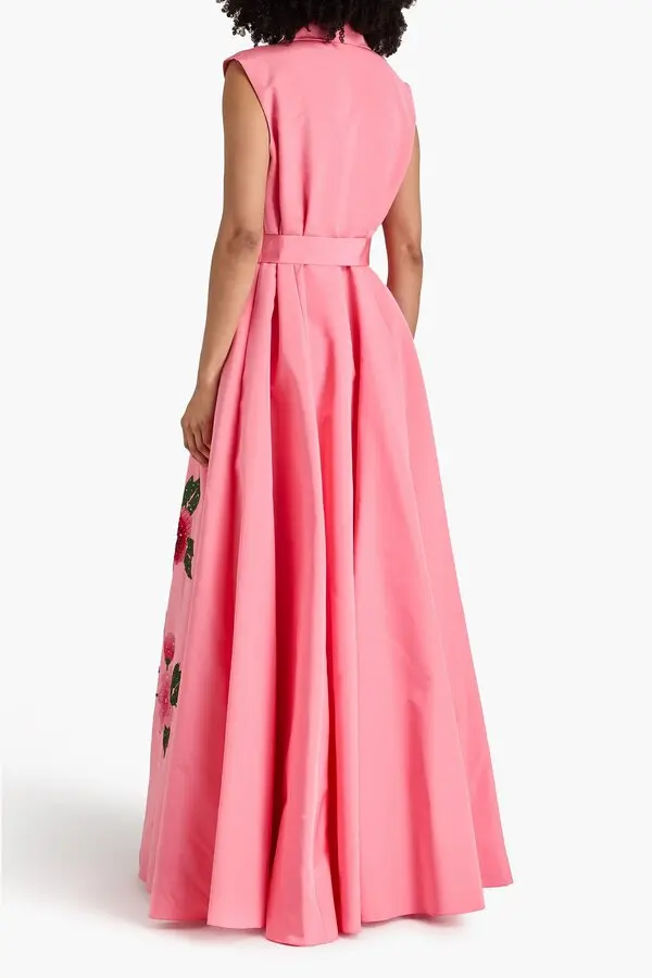 Carolina Herrera Embellished Silkfaille Wrap Gown