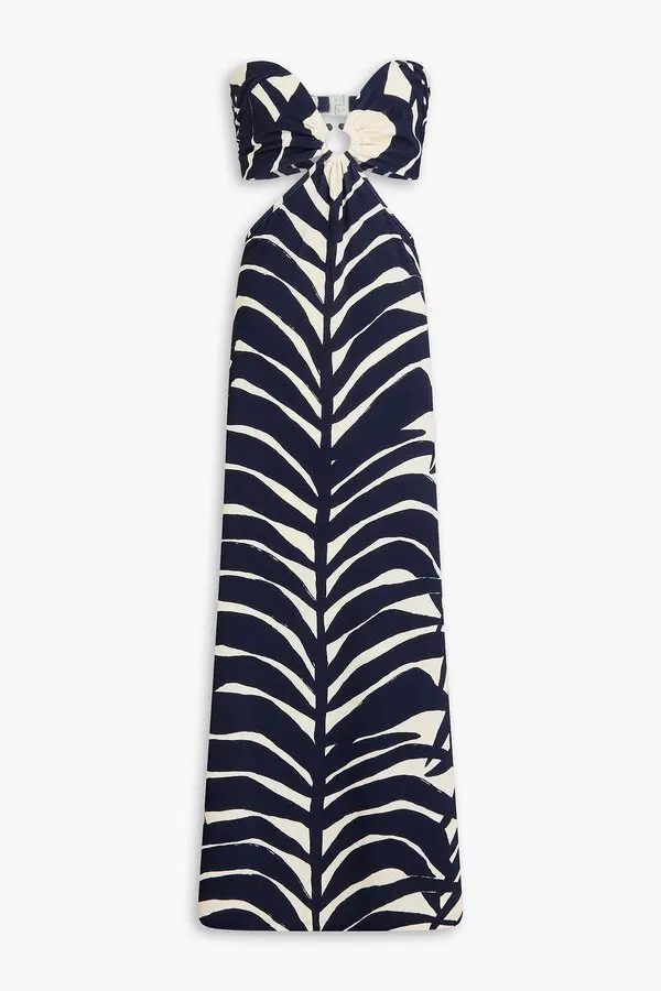 Johanna Ortiz Ocean Layers Strapless Printed Maxi Dress - Navy