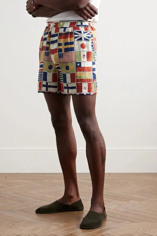 BODE International Straightleg Printed Linen Shorts