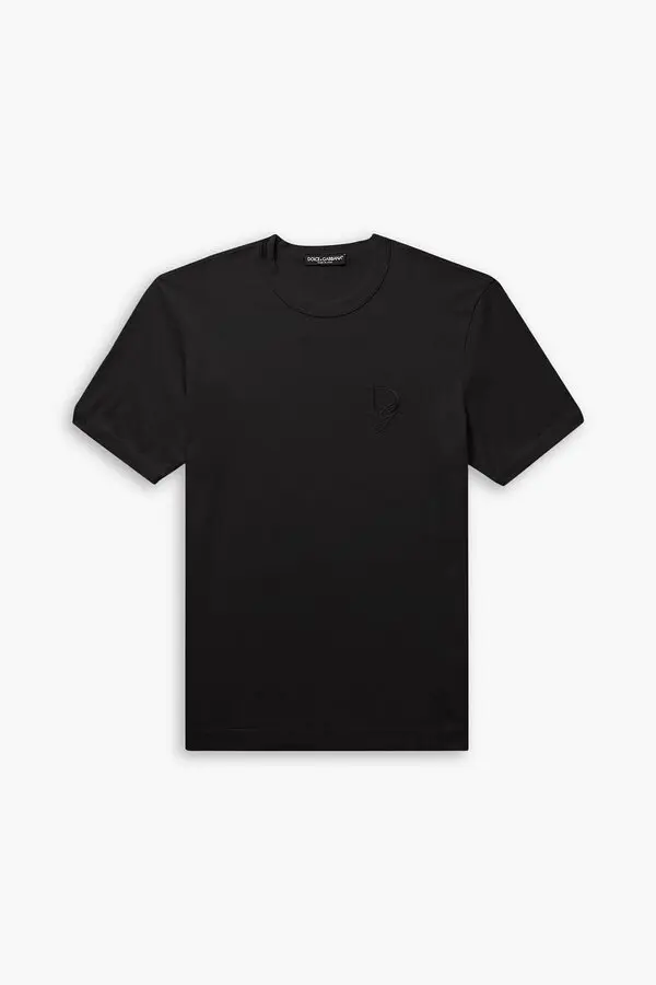 Dolce & Gabbana Slimfit Logoembroidered Cottonjersey Tshirt - Beige