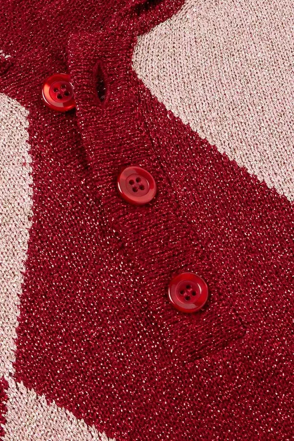 BODE Argyle Metallic Jacquardknit Polo Sweater