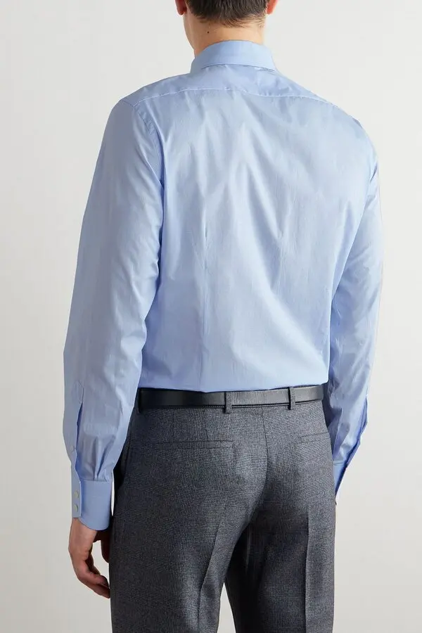 TOM FORD Slimfit Cutawaycollar Checked Cottonpoplin Shirt