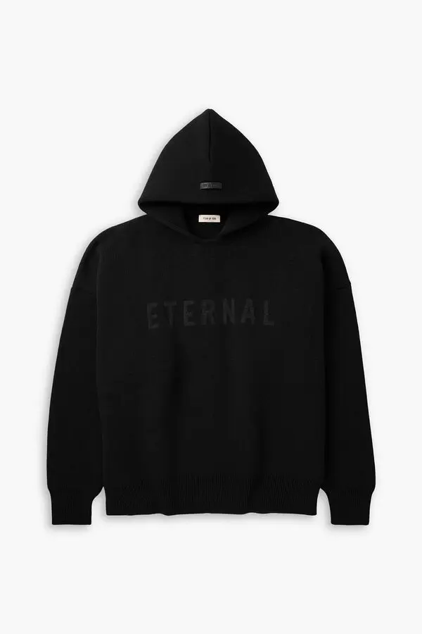 Fear Of God Eternal Oversized Logojacquard Merino Wool Hoodie - Black