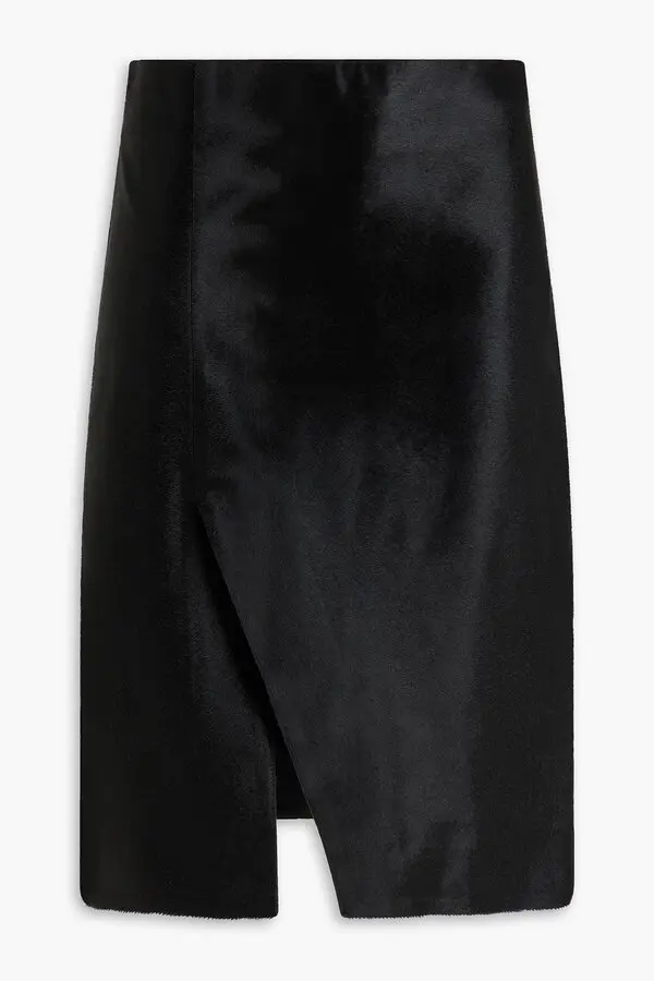 Loulou De Saison Calf Hair Skirt With Front Slit - Black