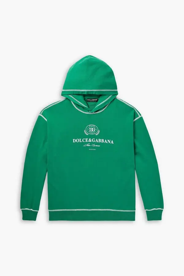 Dolce & Gabbana Oversized Logoprint Cottonjersey Hoodie - Green
