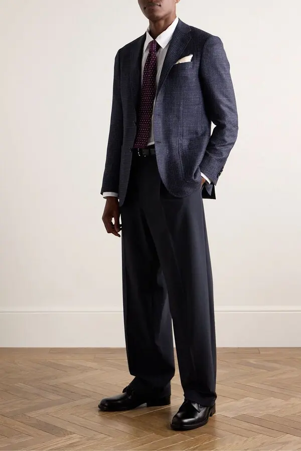 Canali Kei Slimfit Checked Woolblend Suit Jacket
