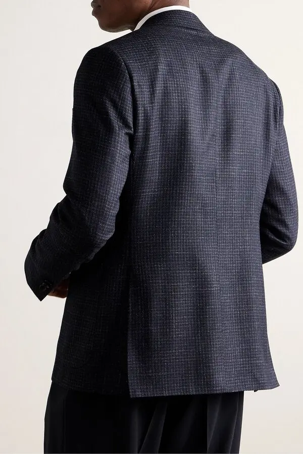 Canali Kei Slimfit Checked Woolblend Suit Jacket