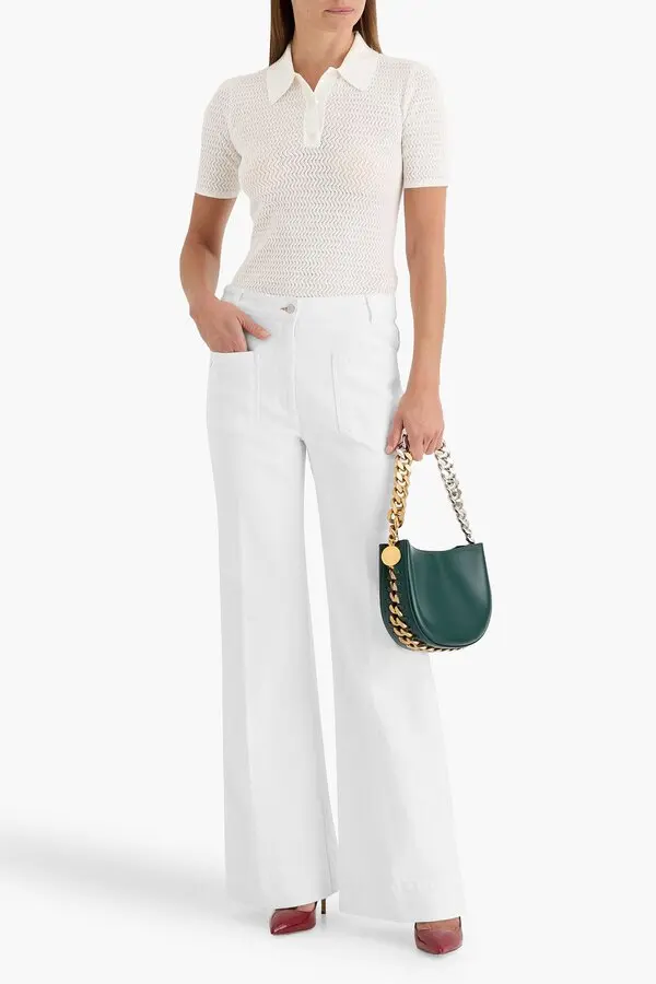 Victoria Beckham Pointelle Knit Polo Shirt - Ivory