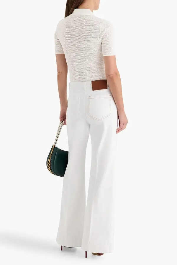 Victoria Beckham Pointelle Knit Polo Shirt - Ivory