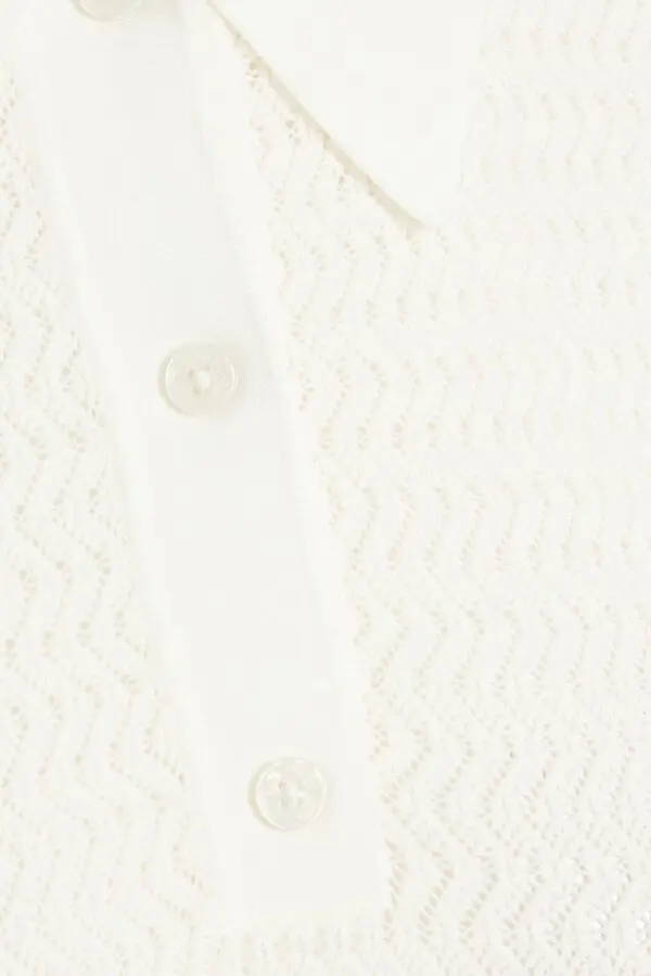 Victoria Beckham Pointelle Knit Polo Shirt - Ivory