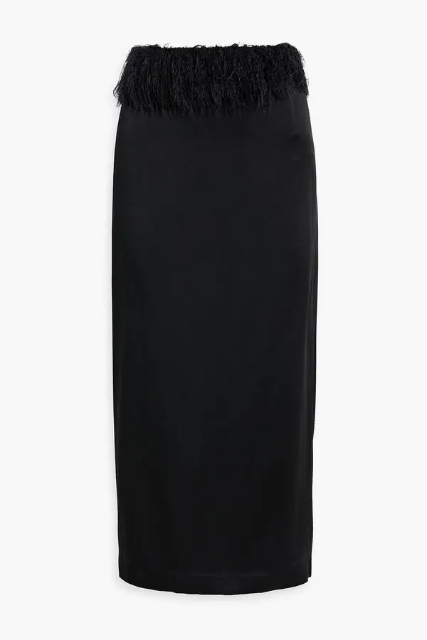 TOTEME Fringed Satincrepe Midi Skirt - Black