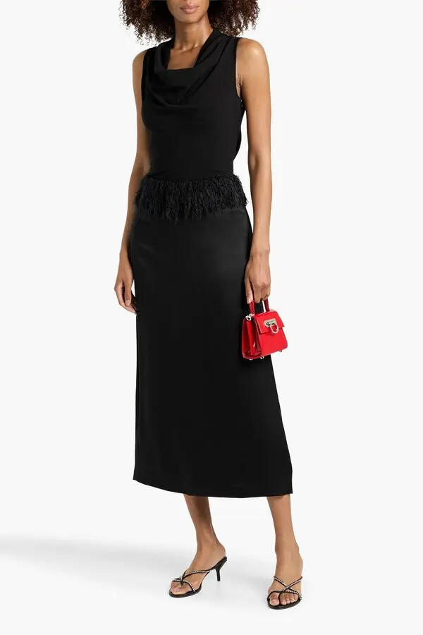 TOTEME Fringed Satincrepe Midi Skirt