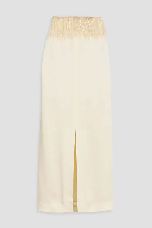 TOTEME Fringed Satin-crepe Midi Skirt - Ecru