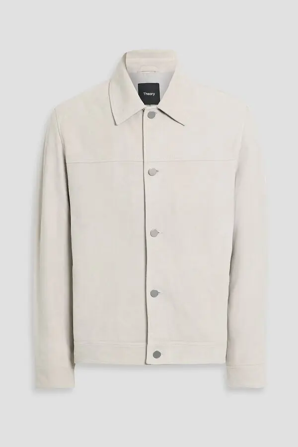 Theory Suede Buttoned Jacket - Light Gray
