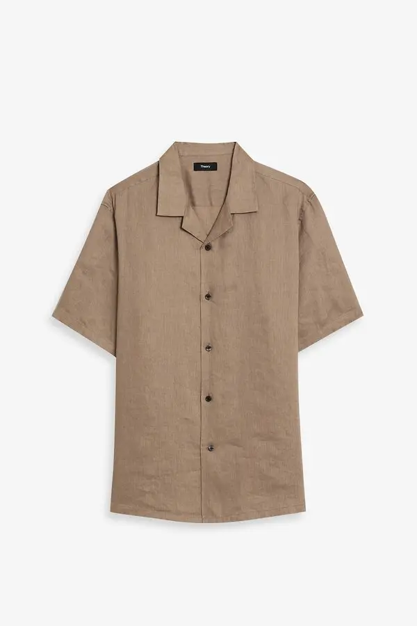 Theory Daze Linen Shirt - Light Brown