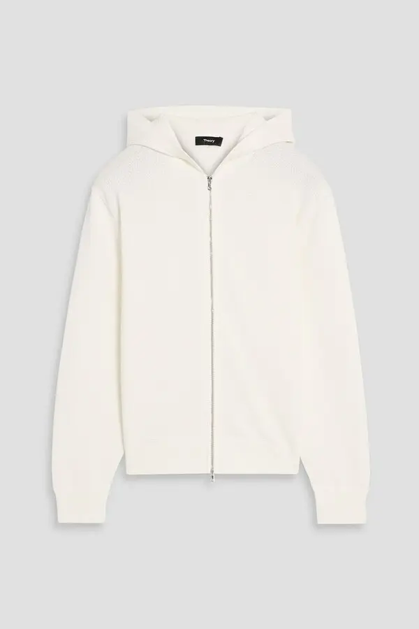 Theory Pointelleknit Cotton Hooded Cardigan