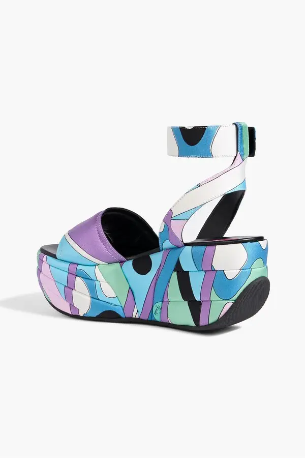 Emilio Pucci Ami Quilted Printed Twill Platform Sandals