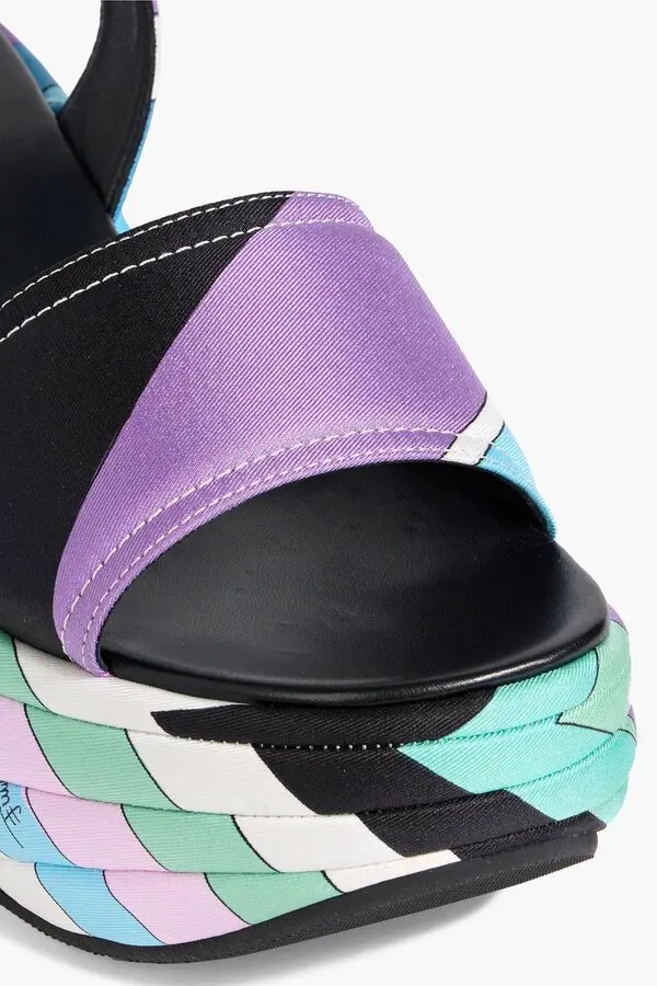Emilio Pucci Ami Quilted Printed Twill Platform Sandals