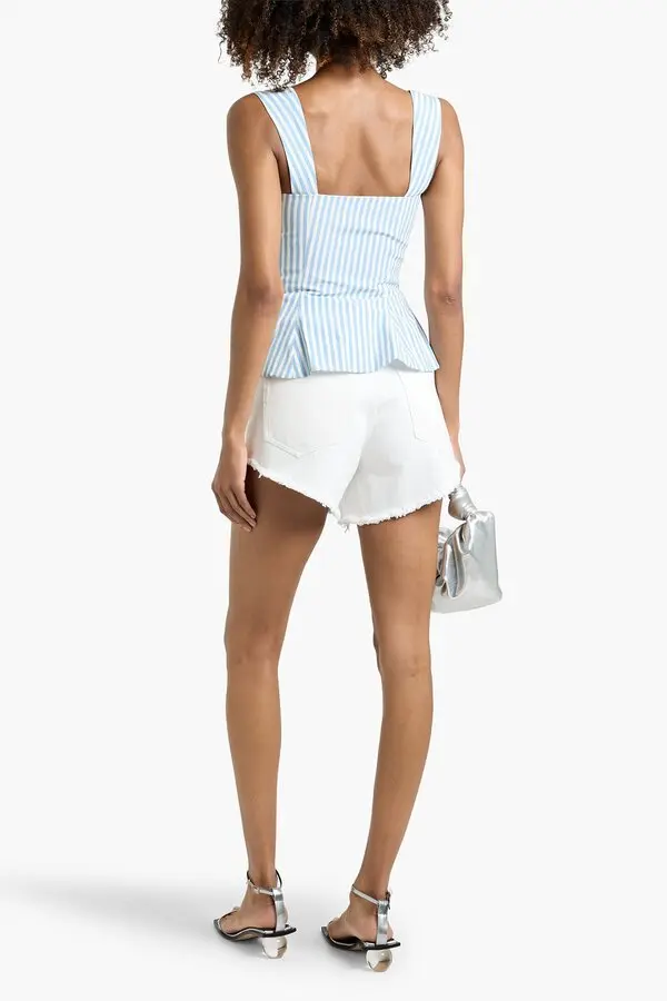 AREA Laceup Striped Cottonblend Poplin Top
