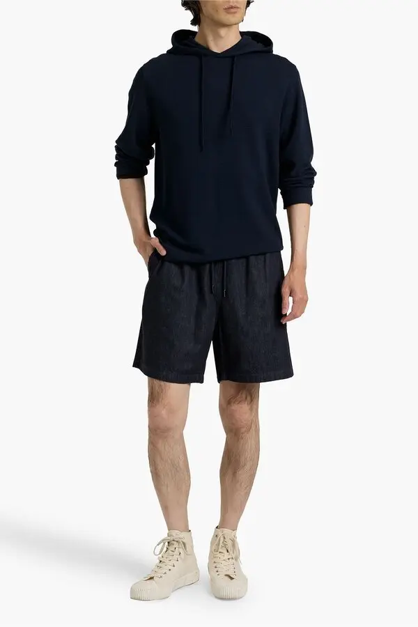 Theory Ribbed Cotton And Modalblend Hoodie - Navy