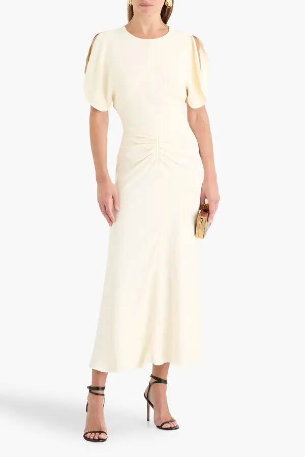 Victoria Beckham Gathered Jacquard Midi Dress