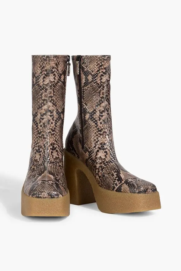 Stella McCartney Skyla Snakeeffect Platform Ankle Boots