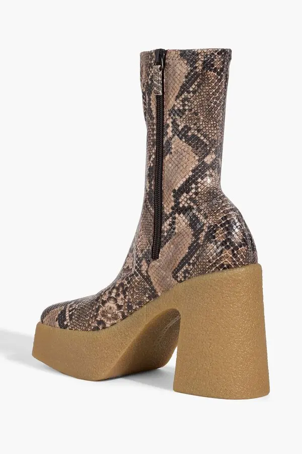 Stella McCartney Skyla Snake-effect Platform Ankle Boots