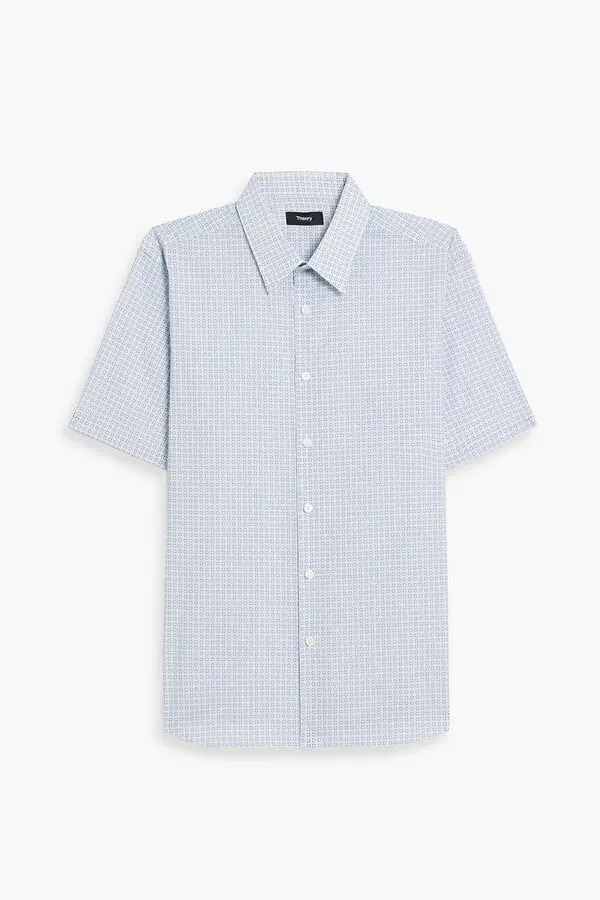 Theory Irving Printed Cottonblend Poplin Shirt
