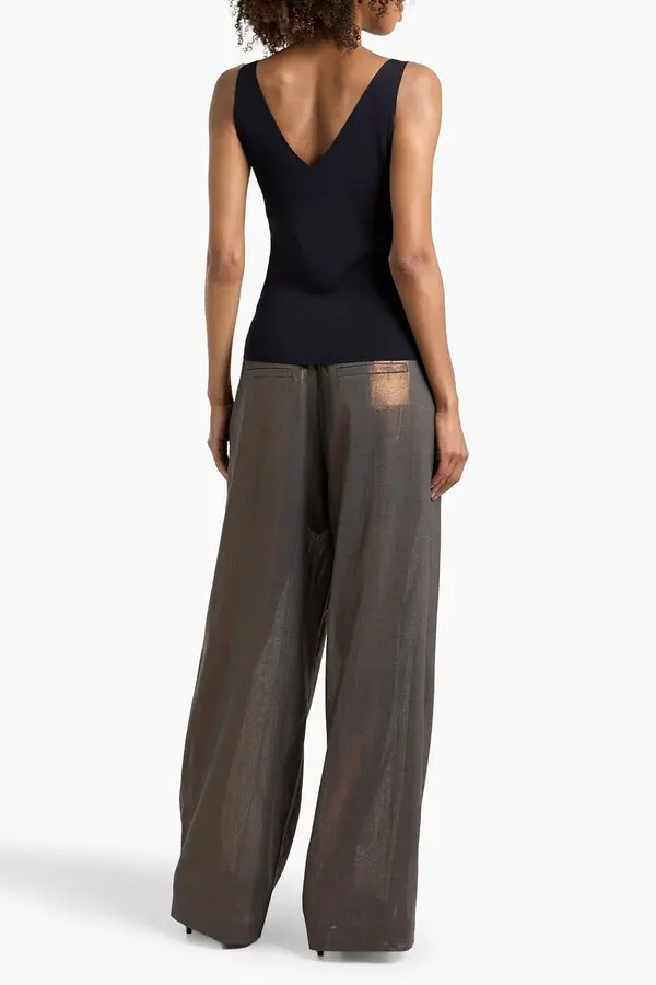Brunello Cucinelli Metallic Woven Wide-leg Pants