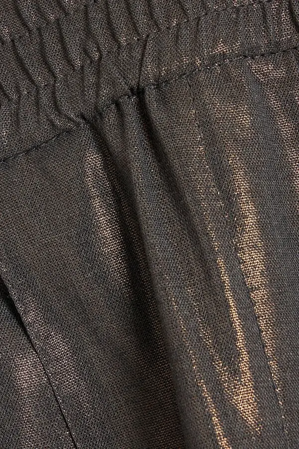 Brunello Cucinelli Metallic Woven Wide-leg Pants