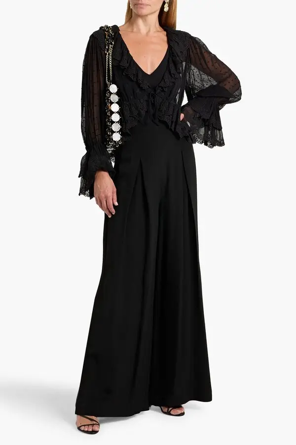 Alice + Olivia Alice Olivia Tenney Ruffled Embroidered Chiffon Blouse