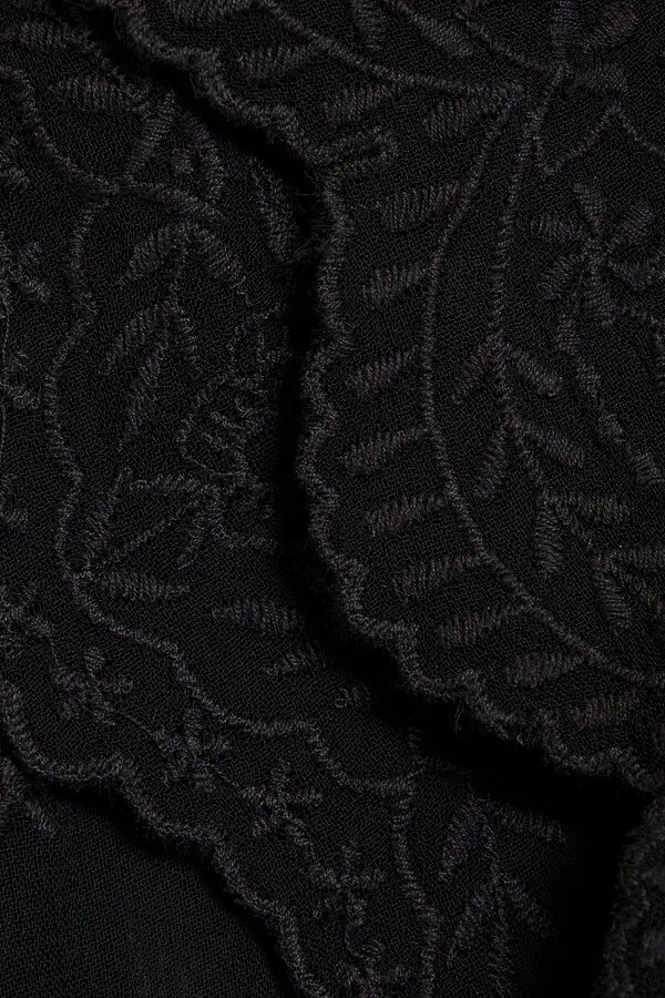 Alice + Olivia Alice Olivia Tenney Ruffled Embroidered Chiffon Blouse