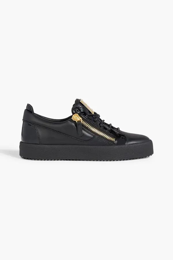 GIUSEPPE ZANOTTI Frankie Smooth And Patentleather Sneakers - Black