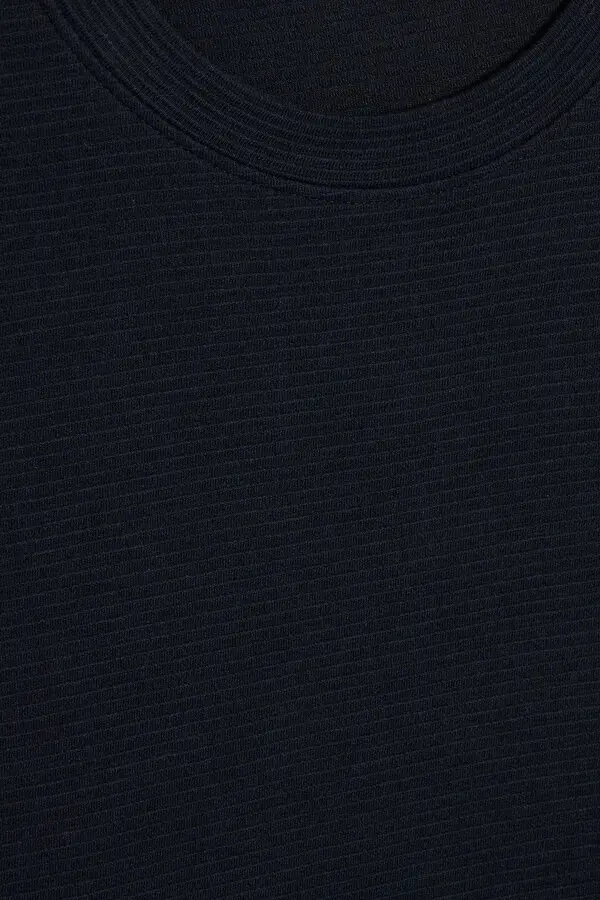 Theory Delroy Ribbed Cotton And Modalblend Tshirt - Navy