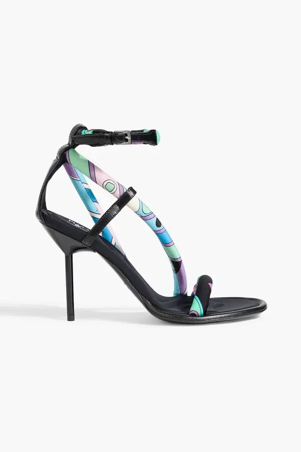 Emilio Pucci Lee Printed Woven Sandals - Black