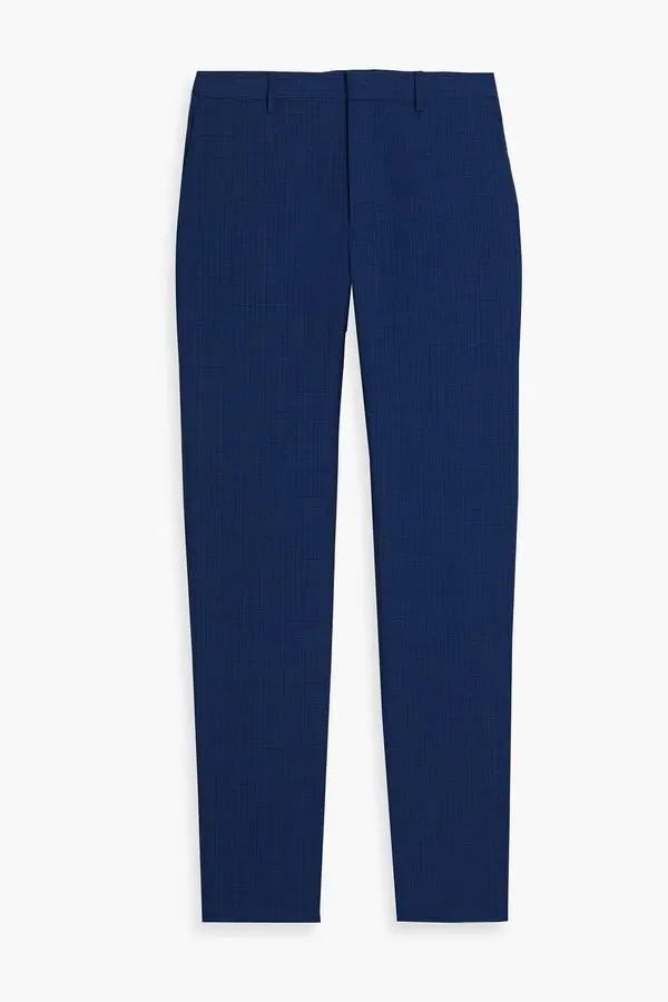 Theory Mayer Slimfit Checked Wool Suit Pants - Navy