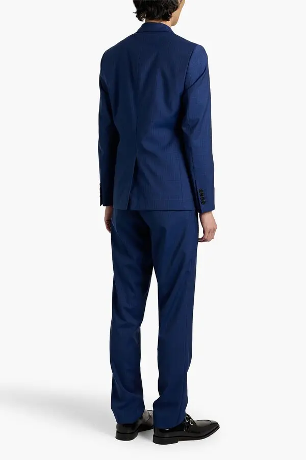 Theory Mayer Slimfit Checked Wool Suit Pants