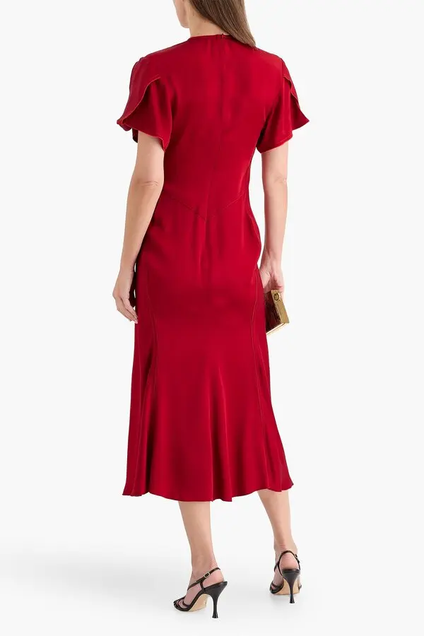 Victoria Beckham Gathered Satincrepe Midi Dress
