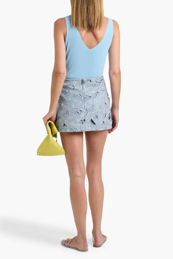 Alice + Olivia Alice Olivia Rubi Embroidered Denim Mini Skirt