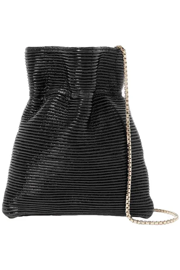 TL 180 Fazzoletto Convertible Ribbed Patentleather Belt Bag - Black