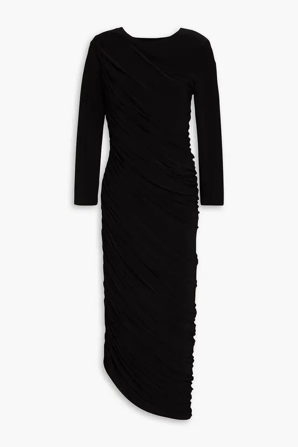 Norma Kamali Ruched Stretchjersey Midi Dress - Black