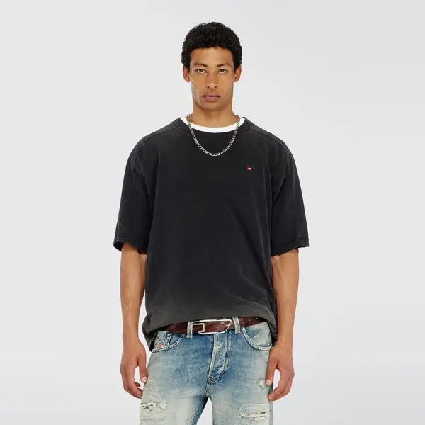 DIESEL® Cotton T-shirt With Degradé Effect - Black