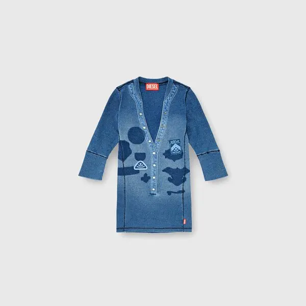 DIESEL® Slim Fit Henley Top With Shadow-patch Effects - Blue