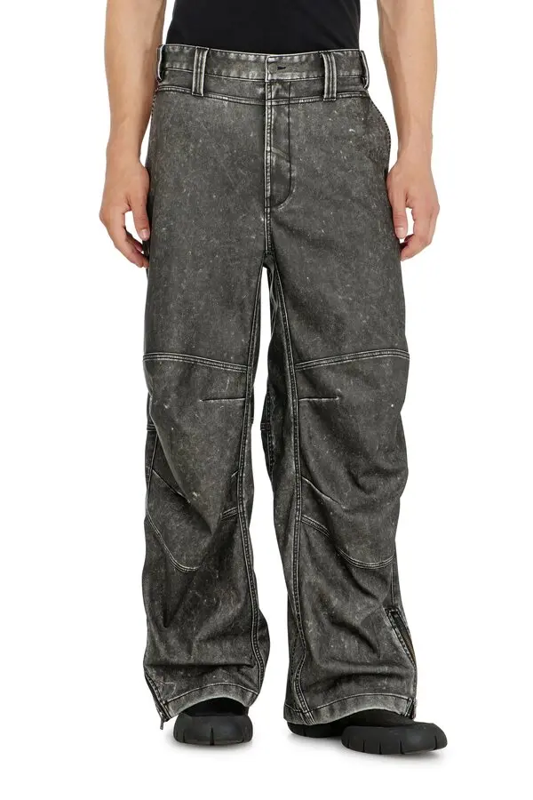 DIESEL® Pants In Distressed-effect Bonded Material - Grey